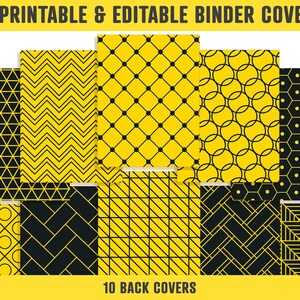 Yellow and Black Binder Cover, 10 Printable & Editable Binder Covers ...