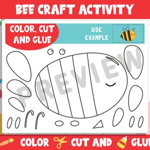 Cute Bee Craft Activity - Color, Cut, and Glue for Prek to 2nd Grade ...