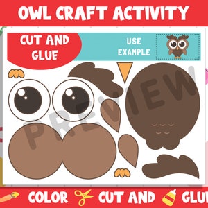Cute Owl Craft Activity - Color, Cut, and Glue for Prek to 2nd Grade ...