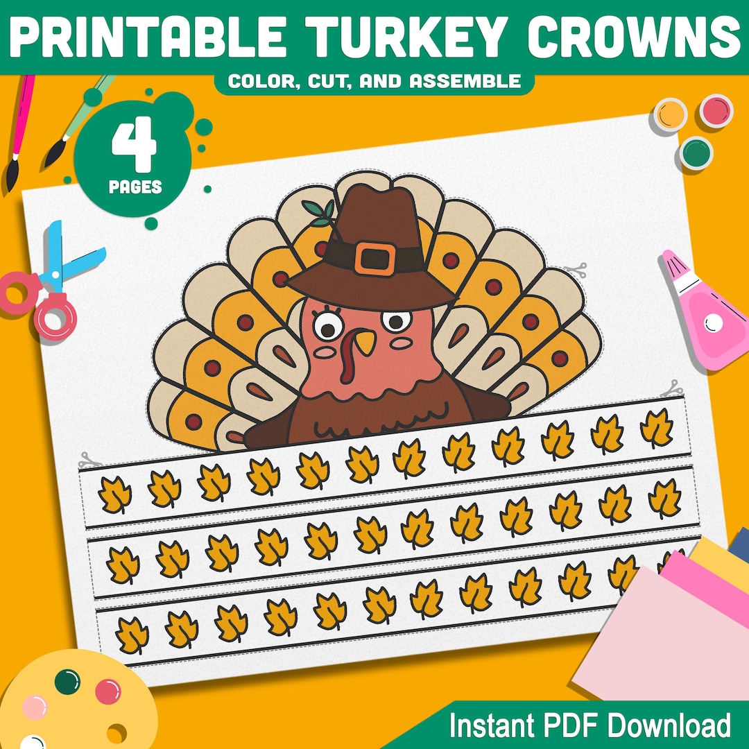 Printable Turkey Crown Templates – 4 Fun Designs for Kids' Thanksgiving ...