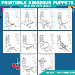 Dinosaur Puppet Templates for Kids: Fun 20-page Printable Craft With T ...