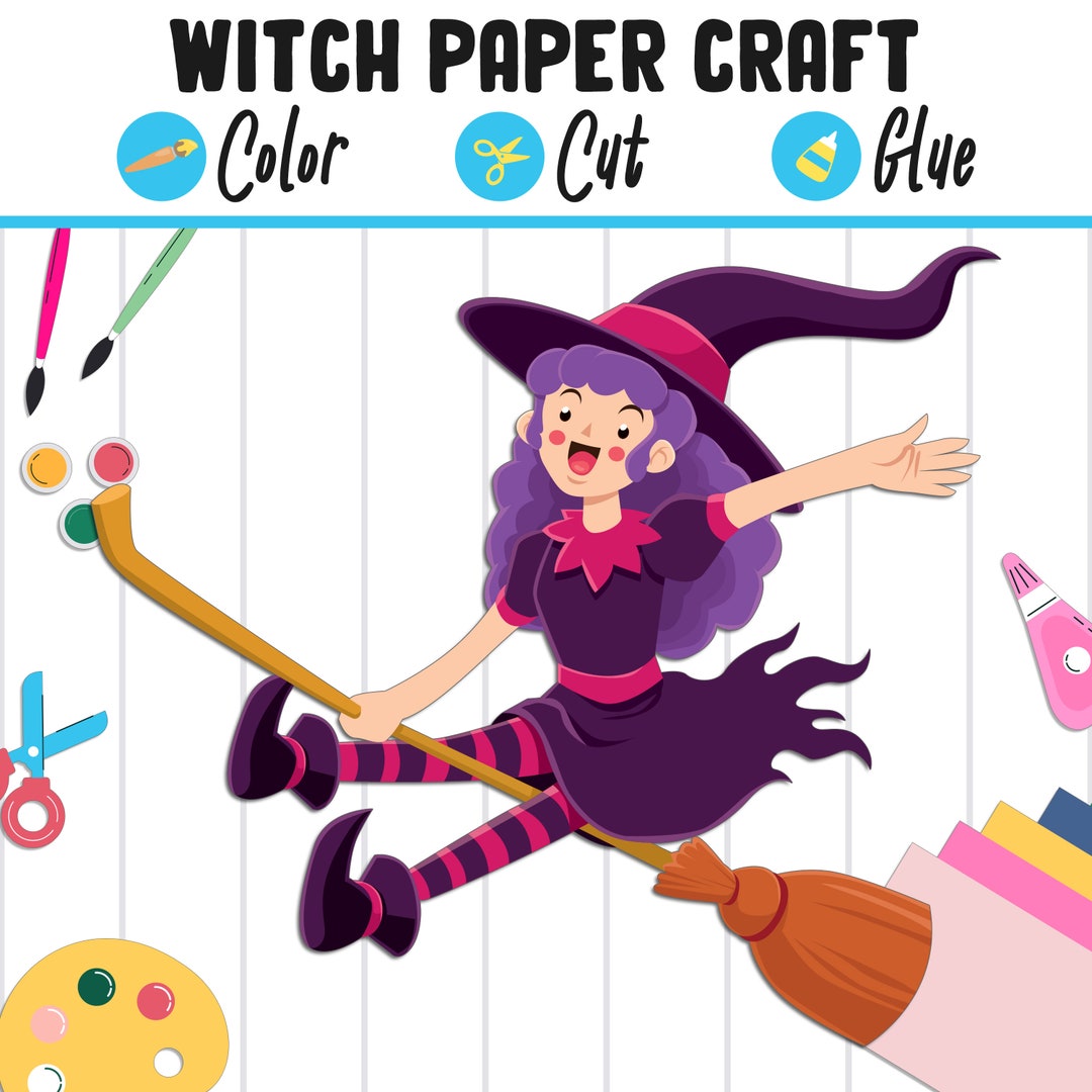 Witch Paper Craft for Kids: Color, Cut, and Glue, a Fun Activity for K ...