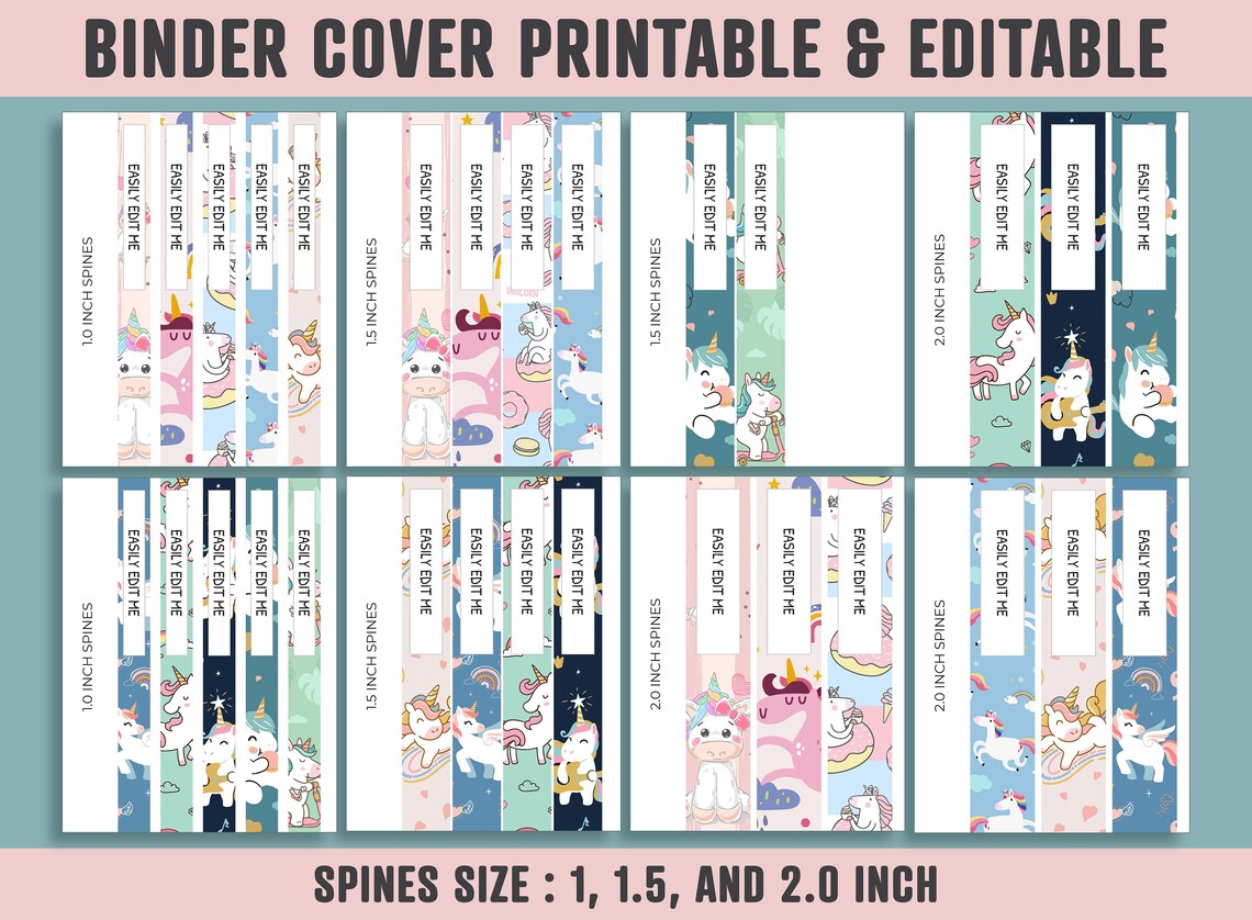 Binder Cover Printable 10 Coversspines Printable Editable - Etsy