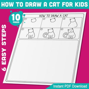 Learn How to Draw a Cat for Kids: 5-page Step-by-step Directed Drawing ...