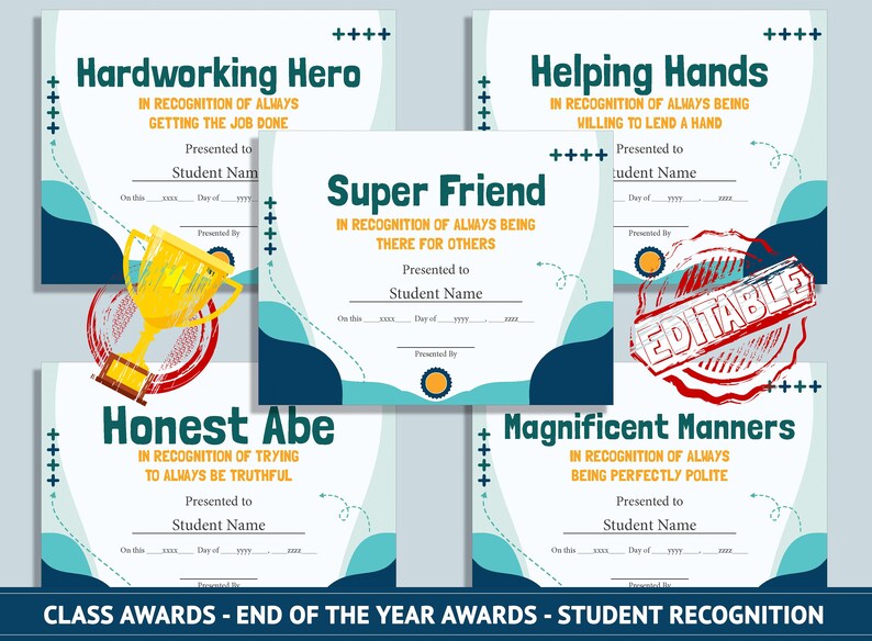 Editable Annual Awards End of the Year Activities End of - Etsy