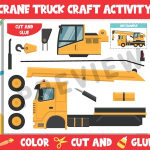 Construction Vehicle Craft Activity Crane Truck : Color, Cut, and Glue ...