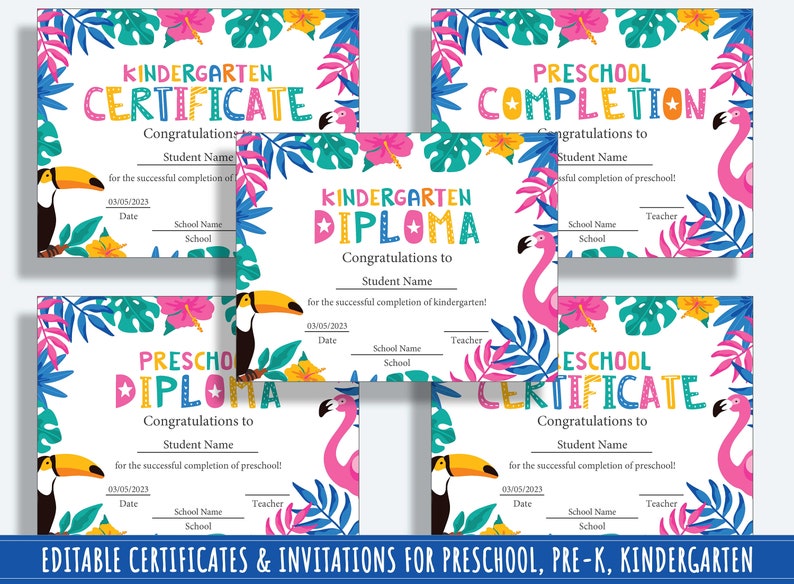 Preschool Graduation Diploma, Editable End of Year Diplomas ...