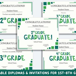 Editable 7th Grade Awards, 1st to 8th Grade Diploma, Certificate of ...