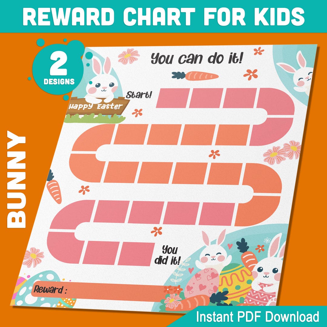 Printable Easter Bunny Reward Chart for Kids, Fun Easter Egg Hunt Chore ...