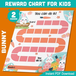 Printable Easter Bunny Reward Chart for Kids, Fun Easter Egg Hunt Chore ...