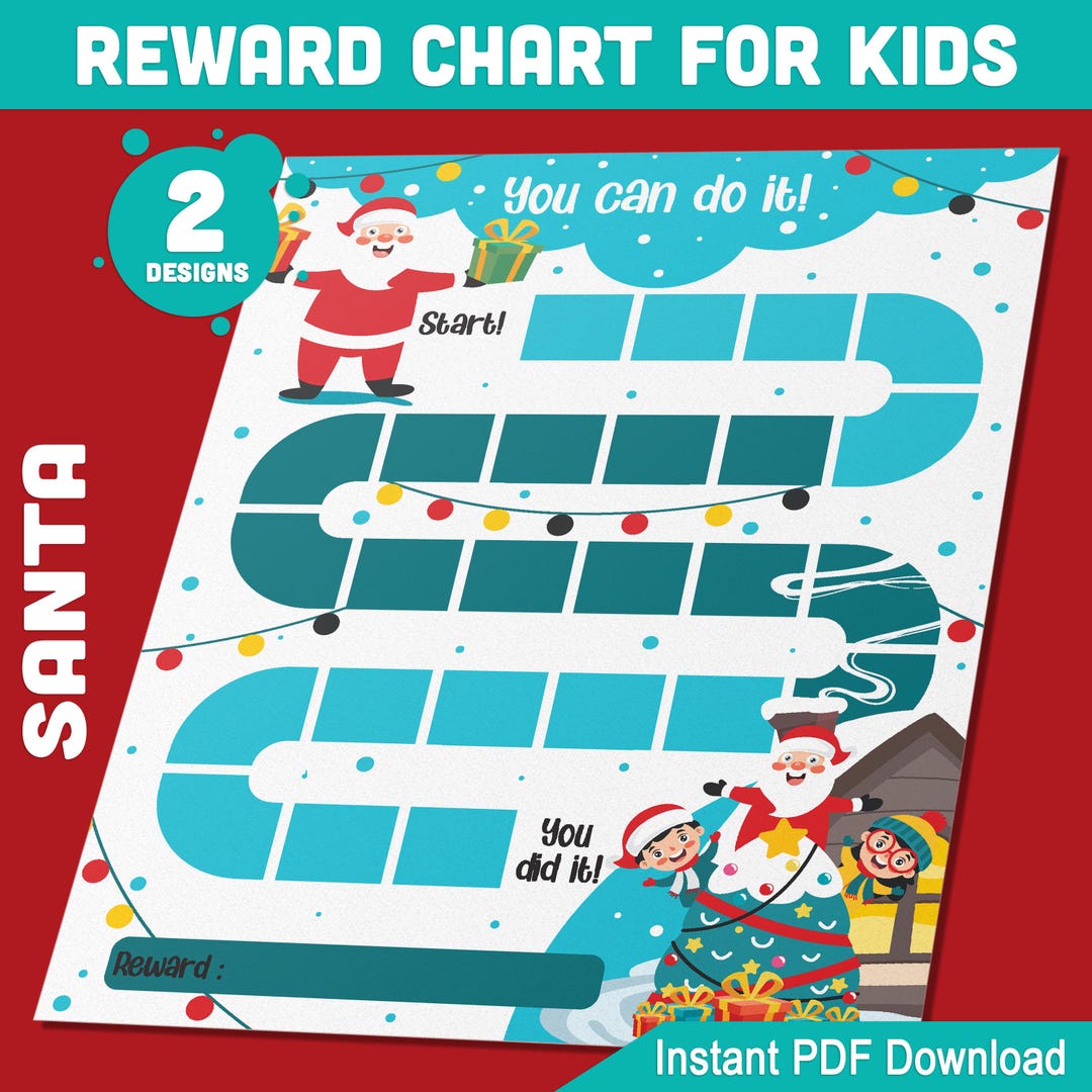 Festive Printable Santa Claus Reward Chart for Kids, Christmas Behavior ...