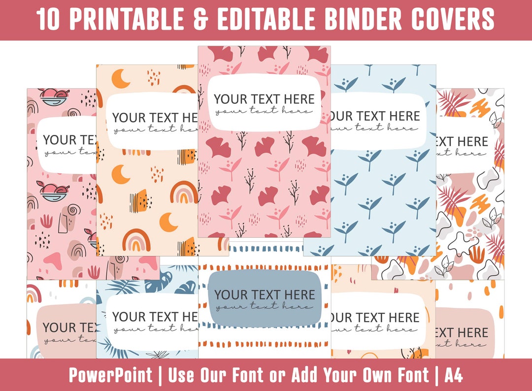 Powerpoint Binder Covers, 10 Printable/editable Geometric and Floral ...