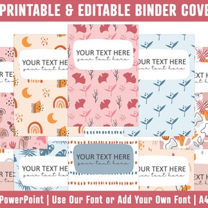Powerpoint Binder Covers, 10 Printable/editable Geometric and Floral ...