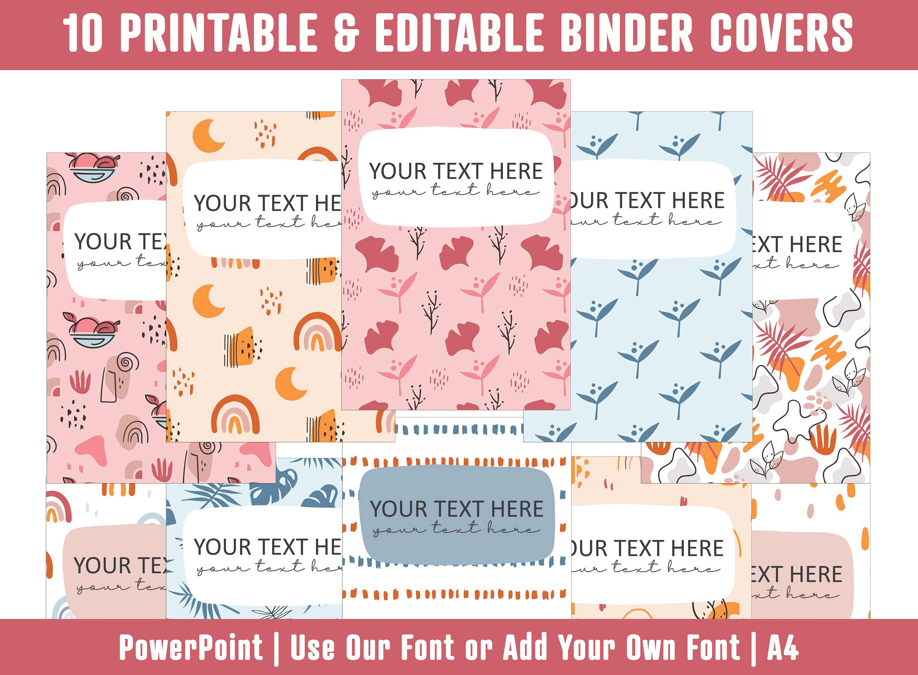 Powerpoint Binder Covers, 10 Printable/editable Geometric and Floral ...