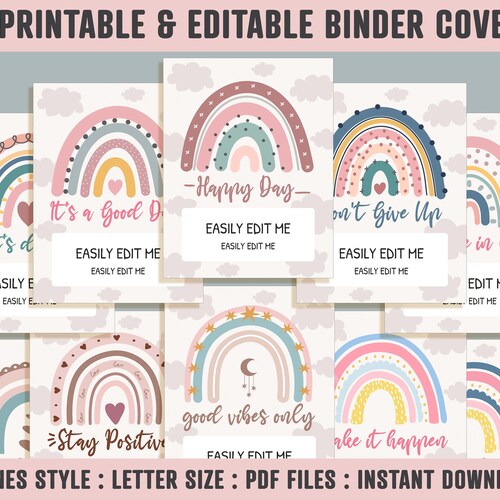 Binder Cover Printable 10 Coversspines Printable Editable - Etsy