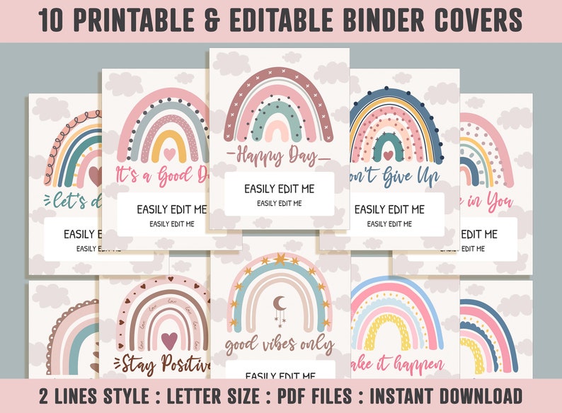 Binder Cover Printable 10 Coversspines Printable Editable - Etsy