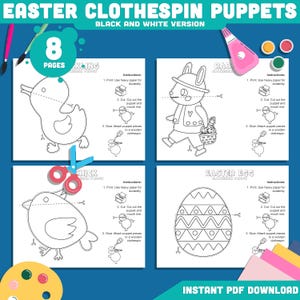 Printable Easter Clothespin Puppets, 8-page DIY Spring Craft for Kids ...