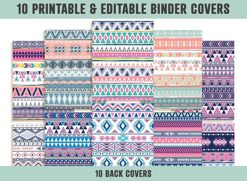 Navajo/tribal Binder Cover, 10 Printable/editable Covers Spines, Binder ...