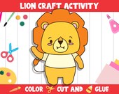 Cute Lion Craft Activity Color Cut and Glue for Prek to - Etsy