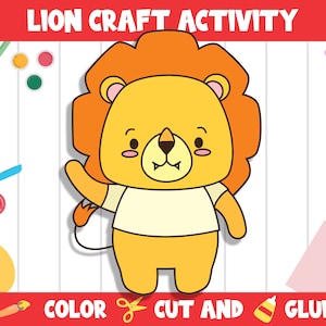 Cute Lion Craft Activity - Color, Cut, and Glue for Prek to 2nd Grade ...