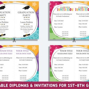 Editable First Grade Award Certificates, 1st to 8th Grade Diploma ...