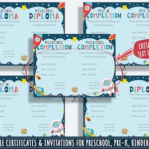 Pre K Graduation Certificate, Editable End of Year Diplomas ...