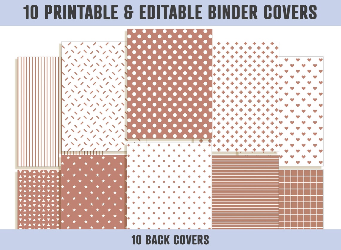 Planner Cover Pages - Earth Tone, 10 Editable Binder Covers and Spines ...