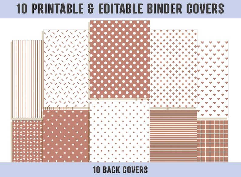 Planner Cover Pages Earth Tone, 10 Editable Binder Covers and Spines ...