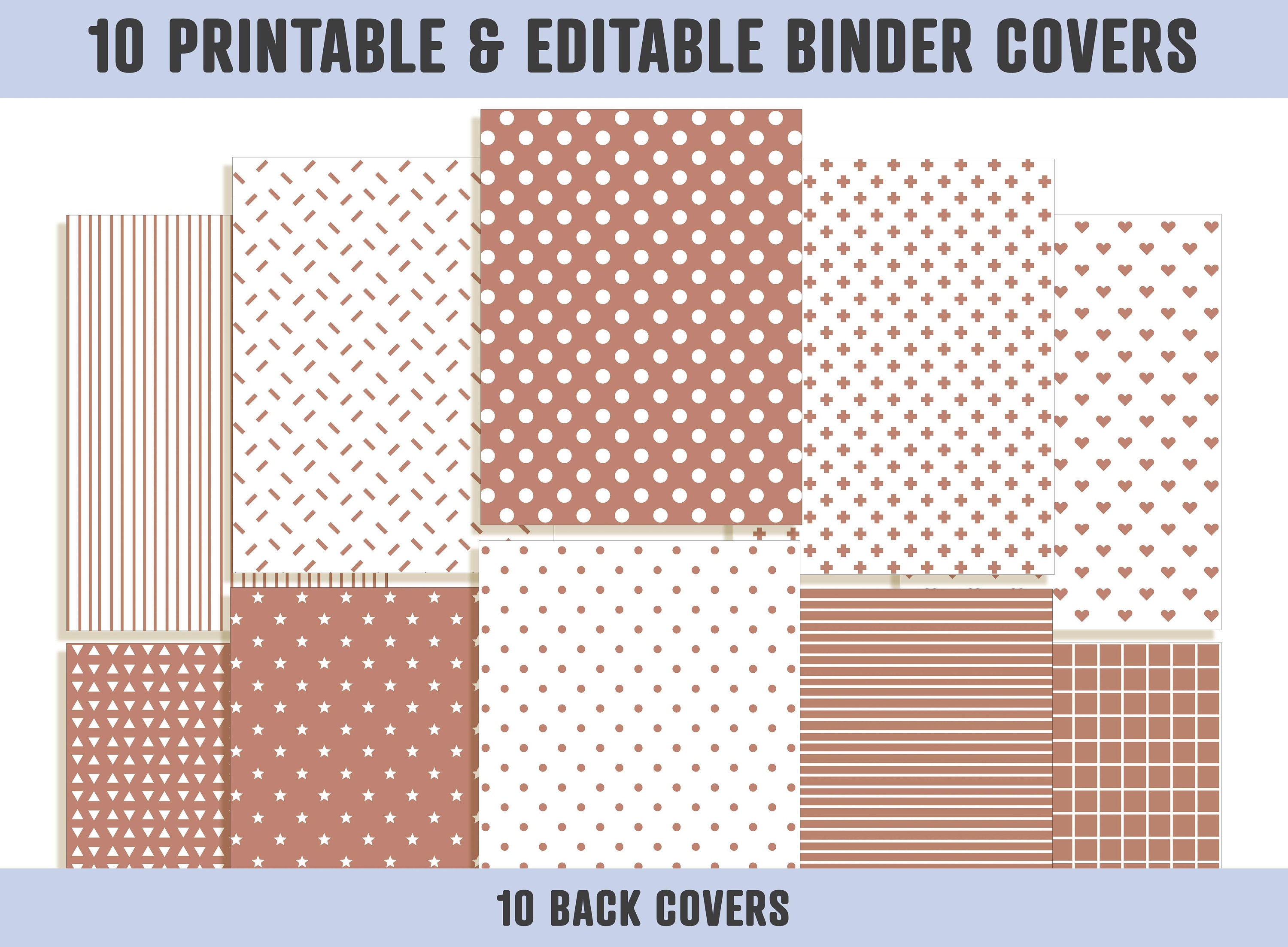 Planner Cover Pages Earth Tone, 10 Editable Binder Covers and Spines ...