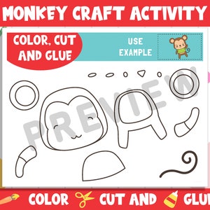 Cute Monkey Craft Activity - Color, Cut, and Glue for Prek to 2nd Grade ...