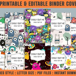 Monster Binder Cover, 10 Printable & Editable Binder Covers + Spines ...