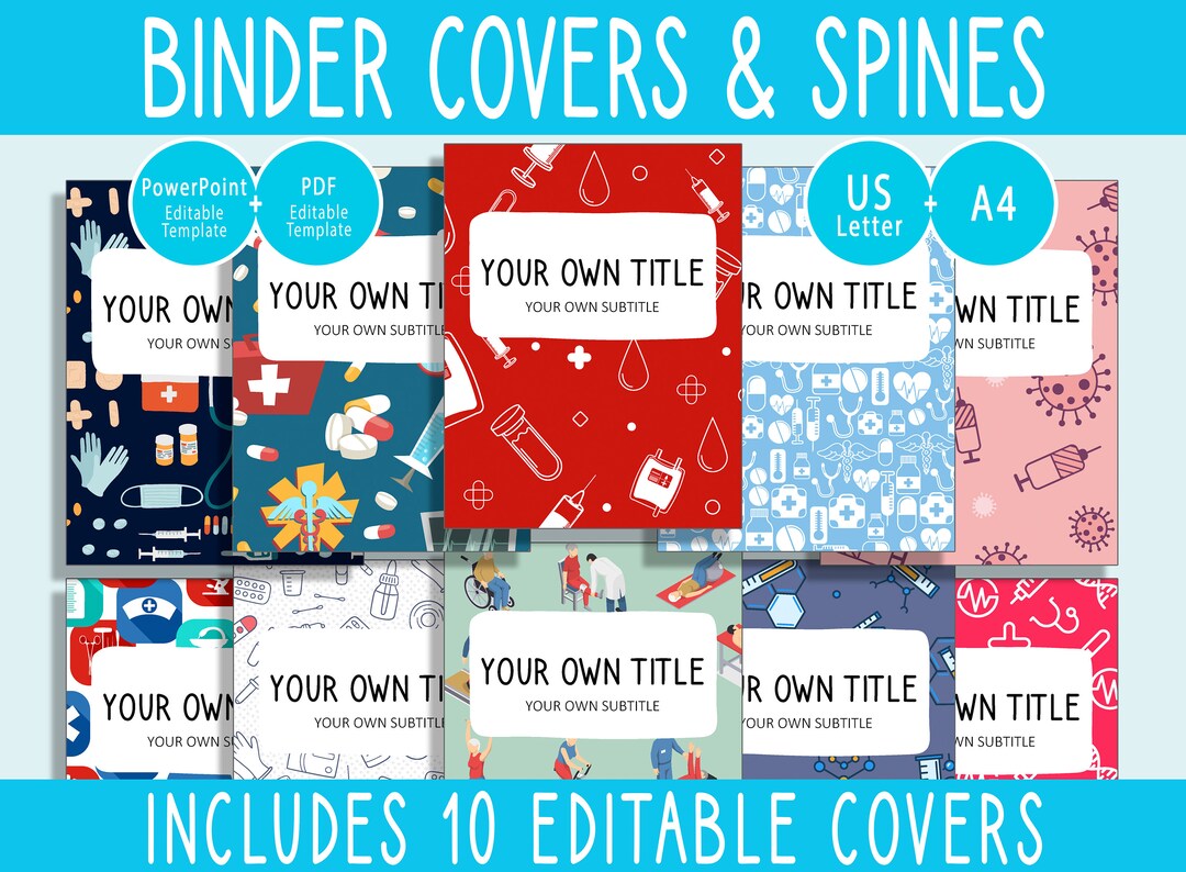 10 Editable Nursing Binder Covers, Includes 1, 1.5, 2 Spines, Available ...
