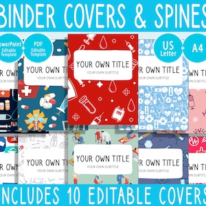 10 Editable Nursing Binder Covers, Includes 1", 1.5", 2" Spines ...
