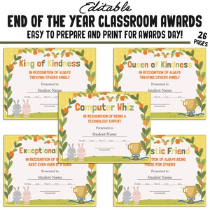 Editable End of Year Awards Certificates, 26 Pages, PDF, Instant ...