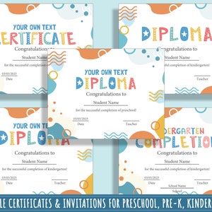 Modern Editable Graduation Certificates, Diplomas, Invitations Template ...