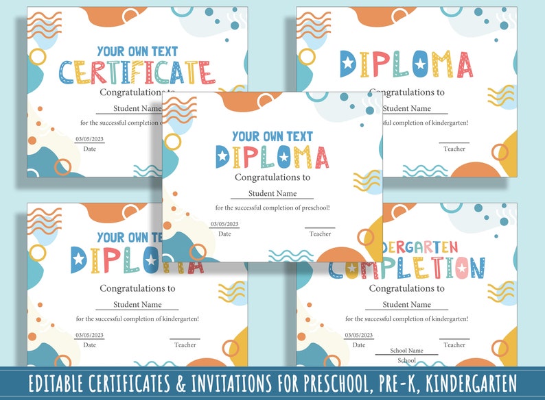 Modern Editable Graduation Certificates, Diplomas, Invitations Template ...