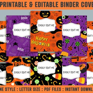 Halloween Cartoon Trick or Treat Binder Cover, 10 Printable & Editable ...