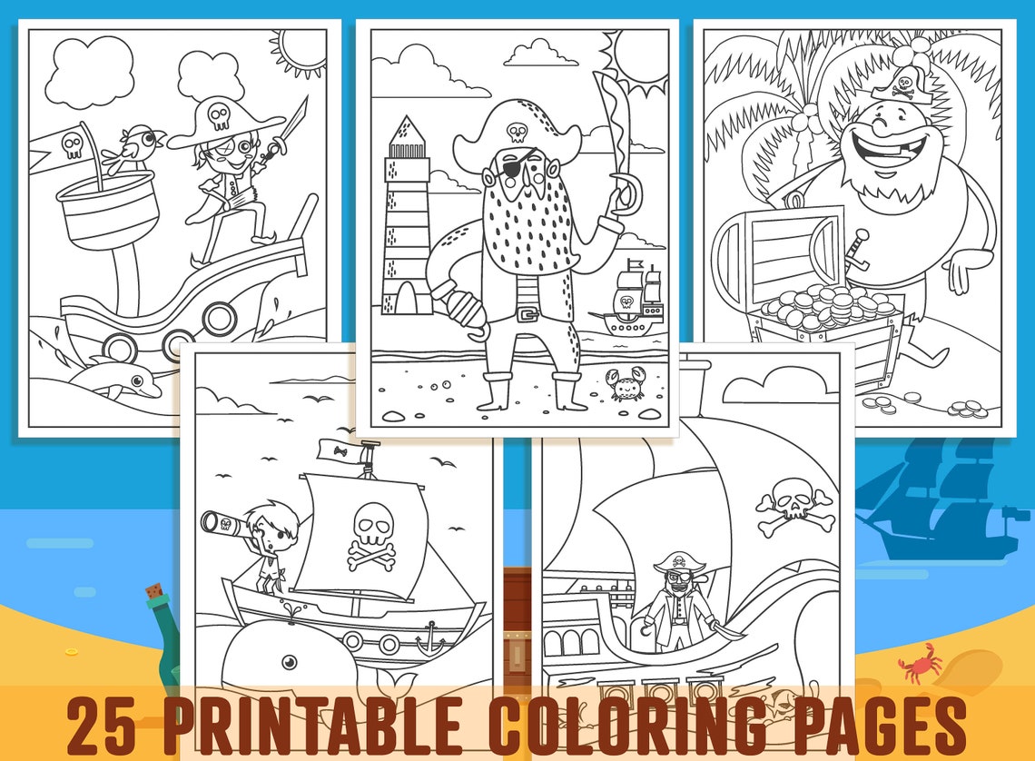 Pirate Coloring Pages 25 Printable Pirate Coloring Pages for - Etsy