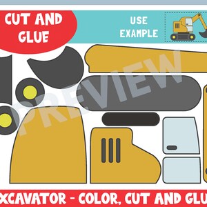 Excavator Craft Activity - Color, Cut, and Glue for Prek to 2nd Grade ...