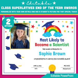 Editable Class Superlatives End of the Year Awards – Custom Student ...
