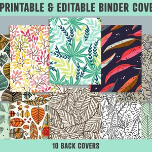 Leaves Binder Cover, 10 Printable & Editable Binder Covers Spines ...