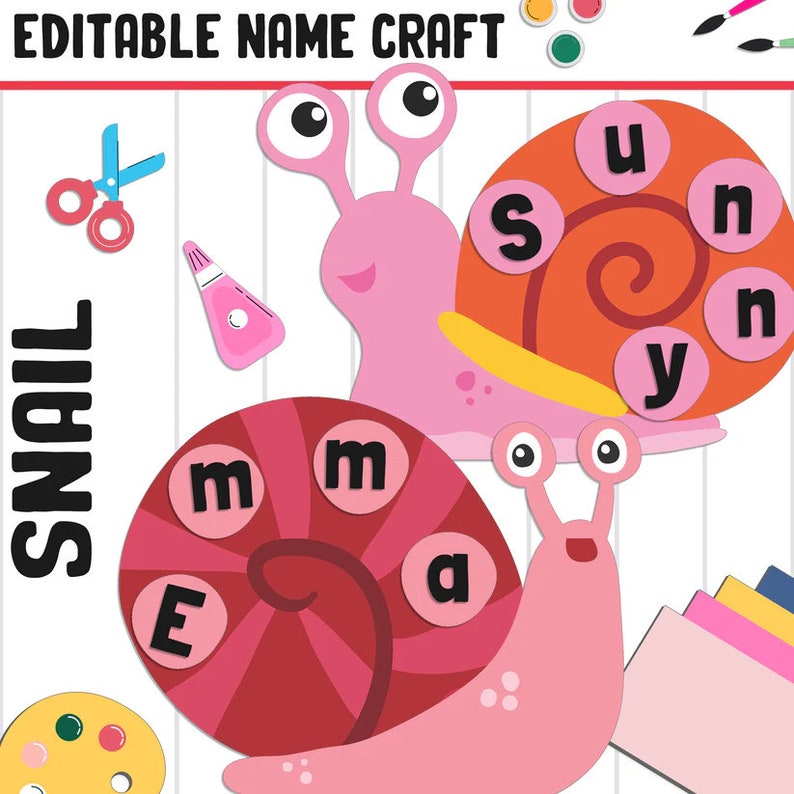 Snail Name Craft Activity: Spring/back to School Bulletin Board, 40 ...