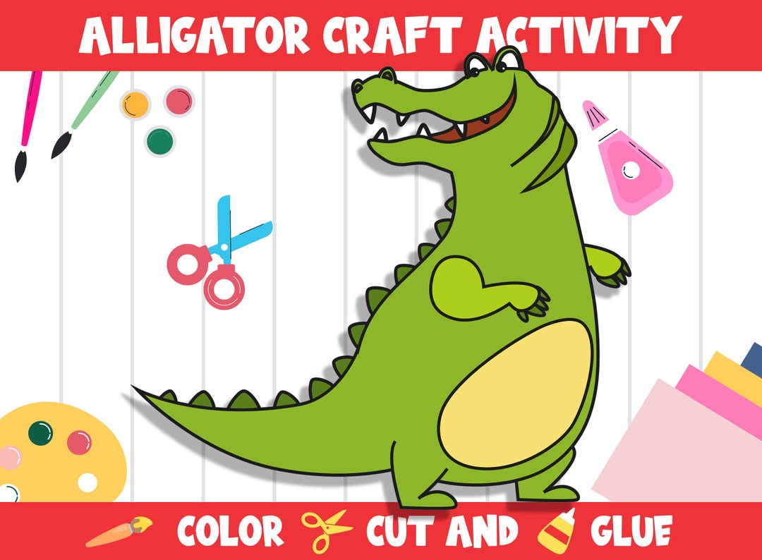 Cute Alligator Craft Activity - Color, Cut, and Glue for Prek to 2nd ...