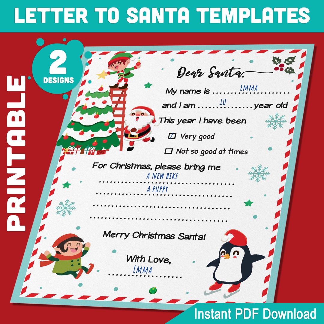 Personalized Santa Letter for Kids: 2 Fill-in-the-blank Christmas ...