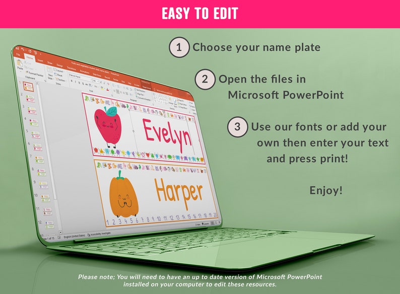 Student Desk Plates, 30 Printable/editable Fruits and Vegetables ...