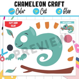 Cute Chameleon Craft : Color, Cut, and Glue, a Fun Activity for Pre K ...