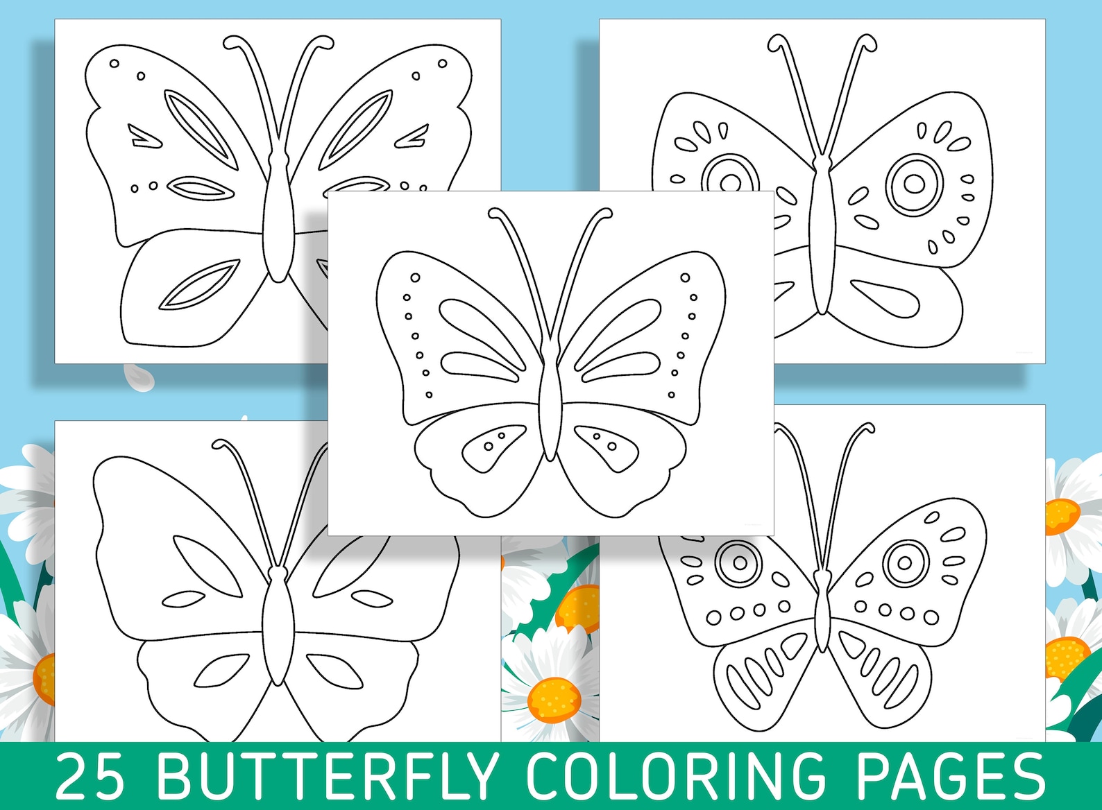 Butterfly Coloring Pages: 25 Simple Designs for Kindergarten ...