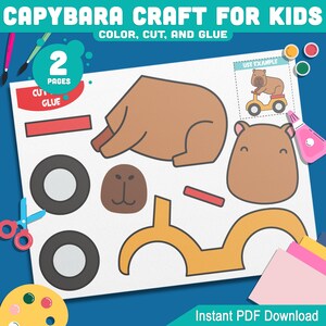 Capybara Craft: Fun Color, Cut, and Glue Activity for Kids – Perfect ...