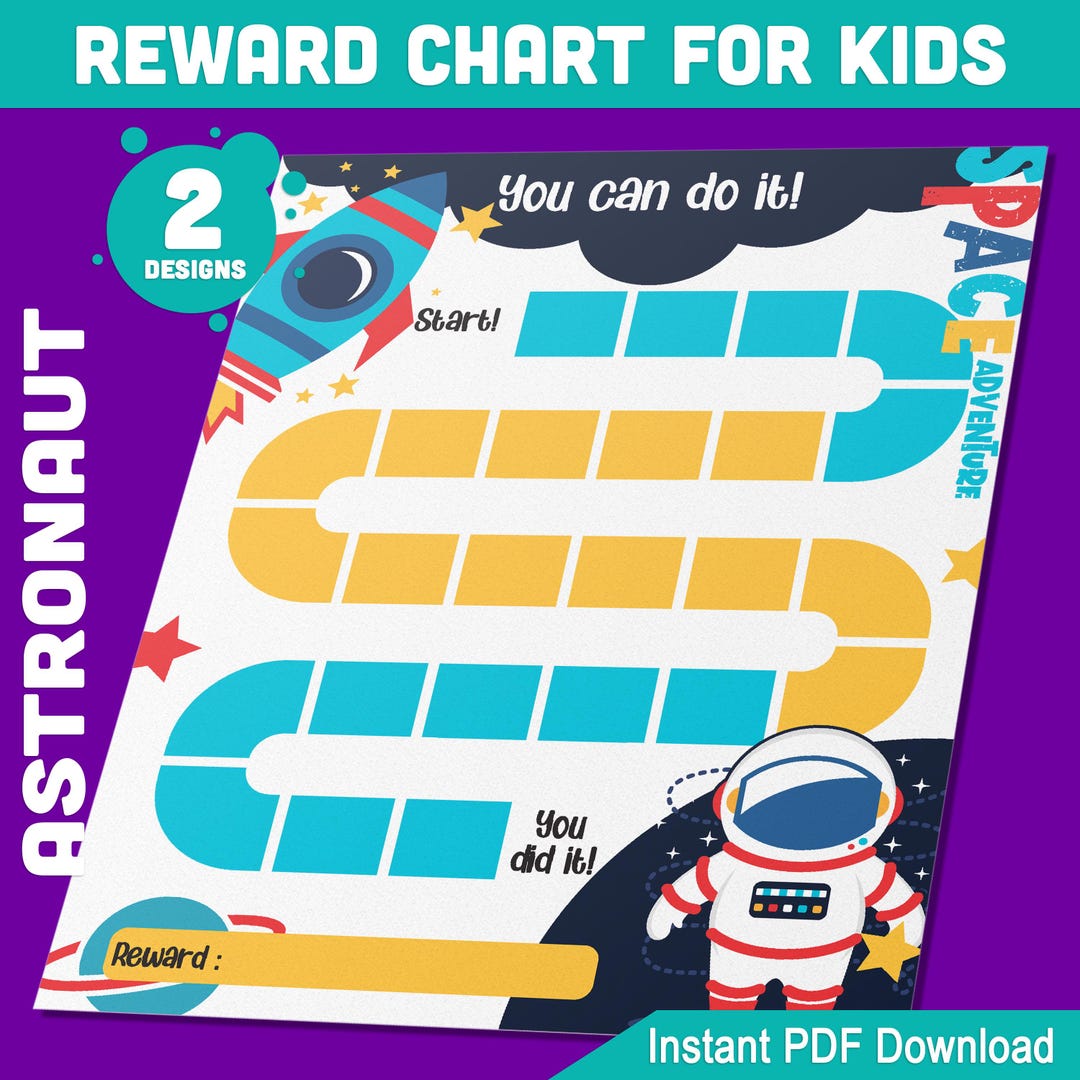Printable Astronaut Explorer Reward Chart for Kids: Fun Behavior ...
