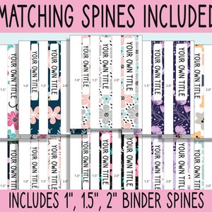 10 Editable Cute Flower Binder Covers, Includes 1", 1.5", 2" Spines ...